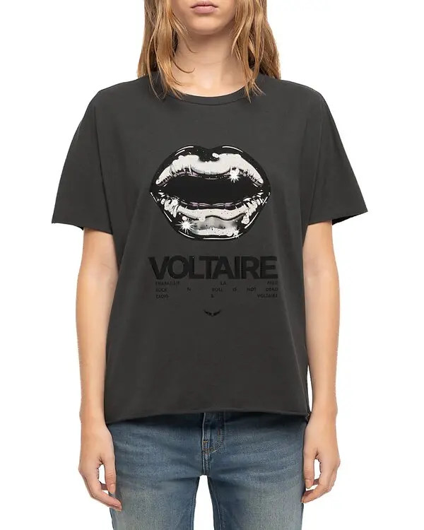Zadig&Voltaire Tommer Cotton Embellished Tee - Carbone