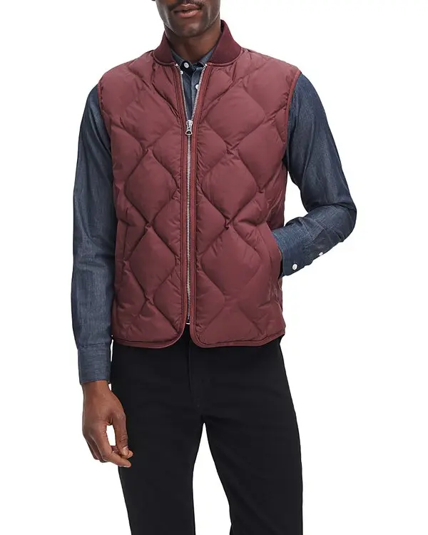 Rag & Bone Dane Stand Collar Quilted Vest - Dark Red