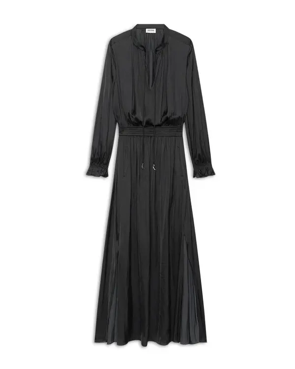Zadig&Voltaire Rayado Satin Smocked Maxi Dress