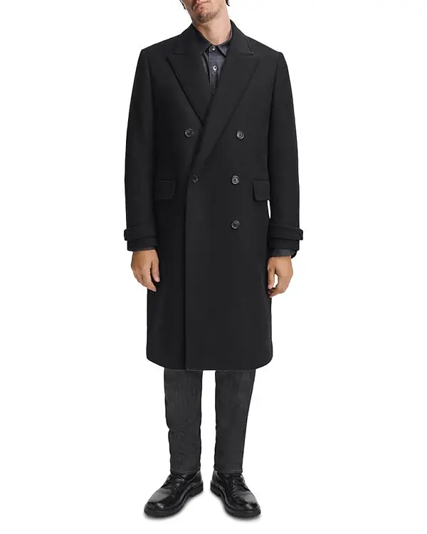 Rag & Bone Lombard Wool Blend Double Breasted Coat - Black