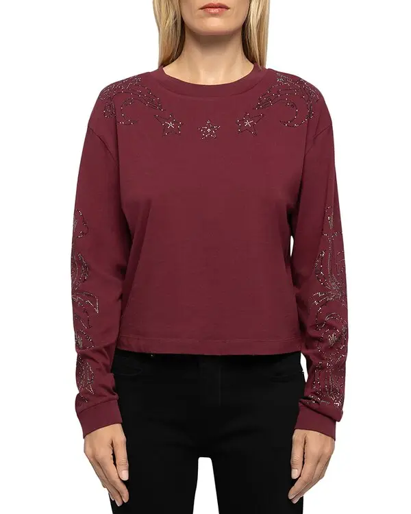Zadig&Voltaire Iona Cotton Embellished Sweatshirt - Cherry