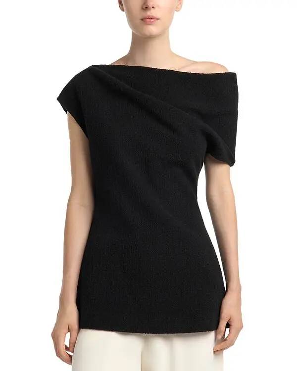 TOTEME Cotton Asymmetric Neck Top - Black