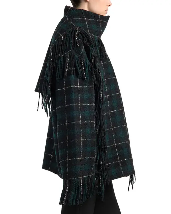 TOTEME Wool Blend Fringe Trim Scarf Collar Jacket - Pine/black