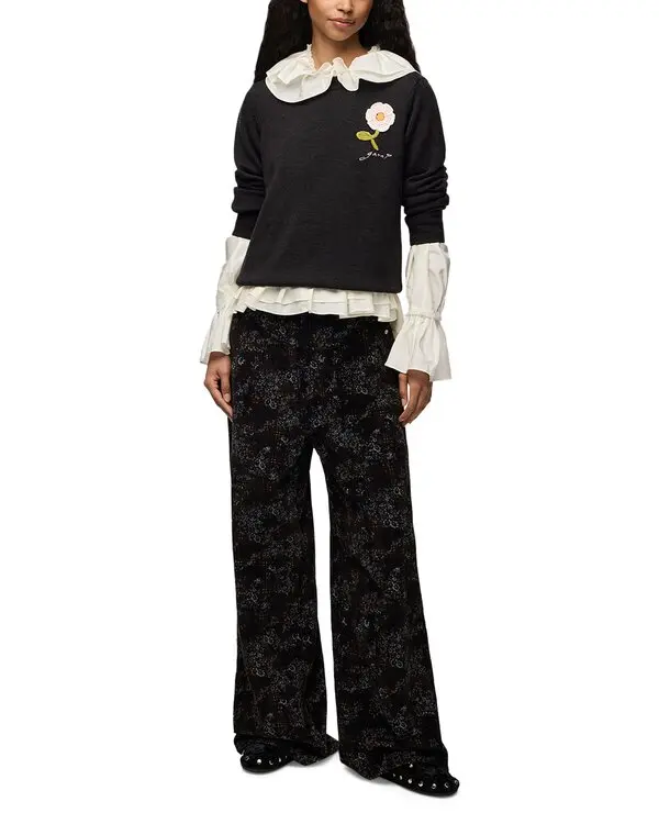 GANNI Crochet Applique Crewneck Sweater