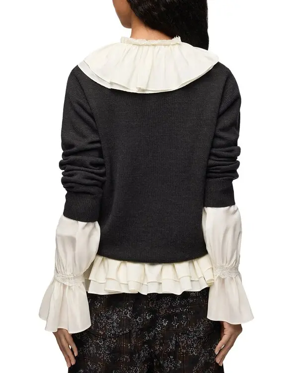GANNI Crochet Applique Crewneck Sweater