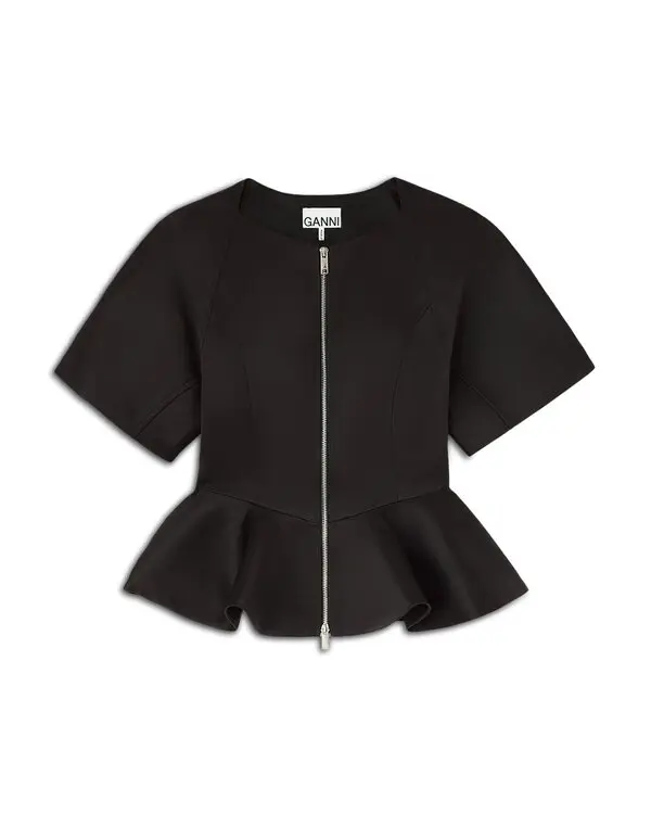 GANNI Duchesse Satin Peplum Top