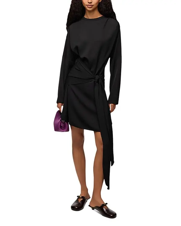 GANNI Cady Crepe Draped Mini Dress - Black