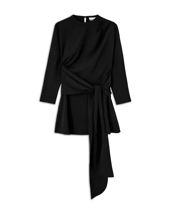 GANNI Cady Crepe Draped Mini Dress