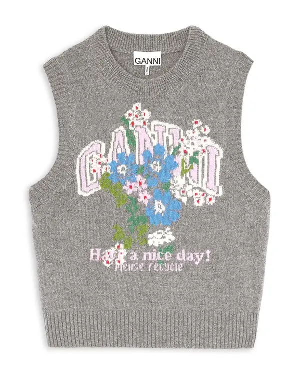 GANNI Flower Logo Sweater Vest