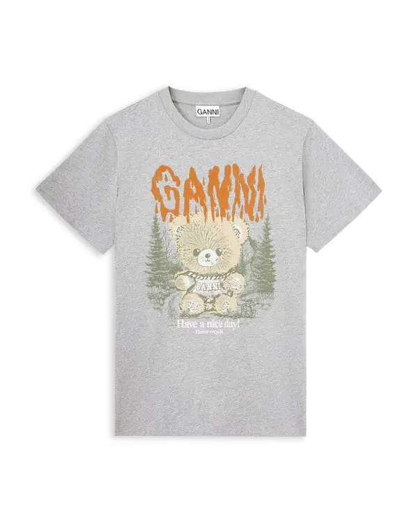 GANNI Basic Cotton Relaxed Logo Graphic Tee