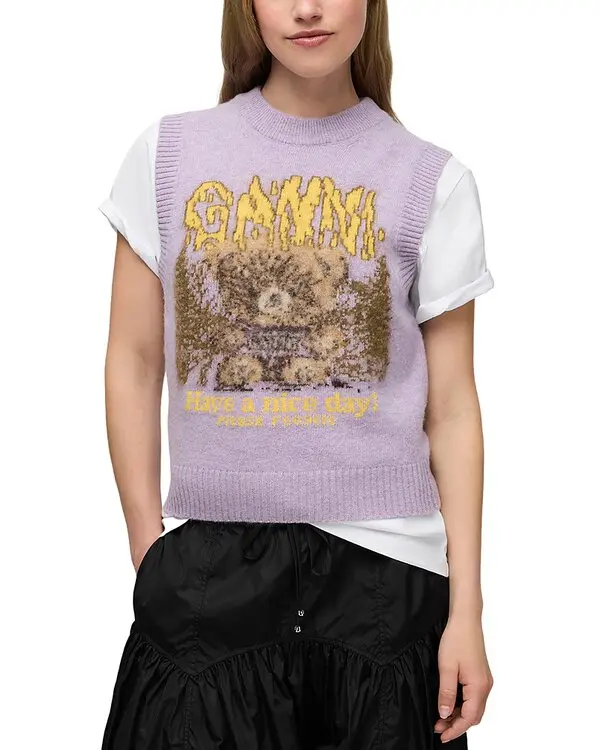 GANNI Forest Teddy Sweater Vest - Thistle