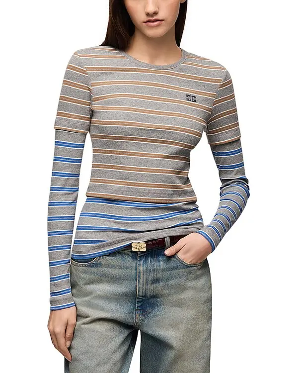 GANNI Layered Double Stripe Top - Strong Blue