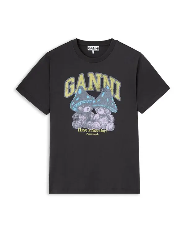 GANNI Mushroom Teddy Graphic Relaxed Tee