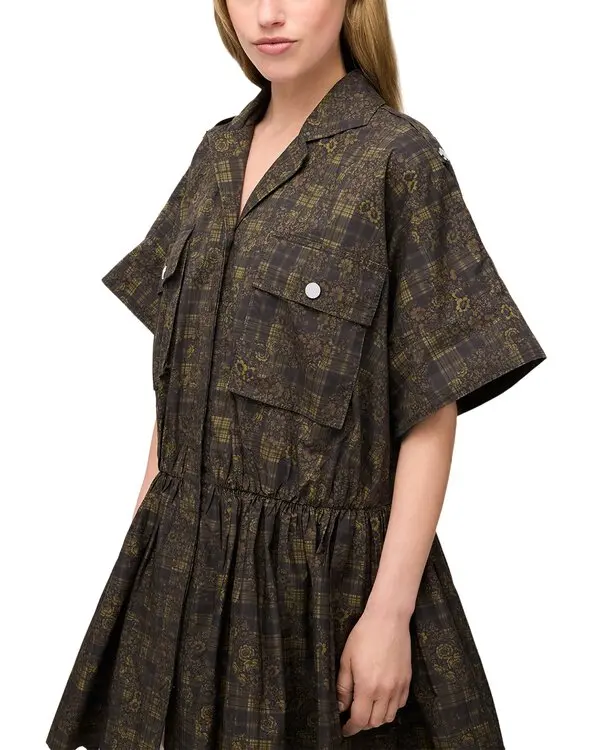 GANNI Printed Stretch Cotton Blend Dress
