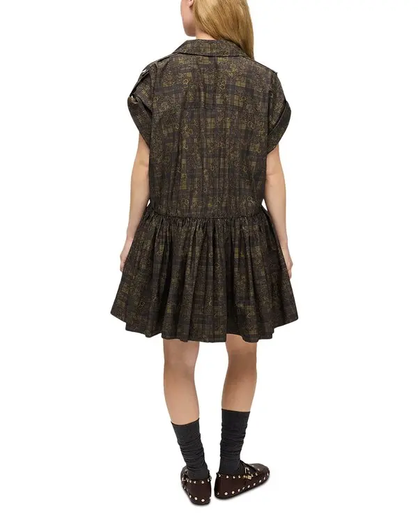GANNI Printed Stretch Cotton Blend Dress