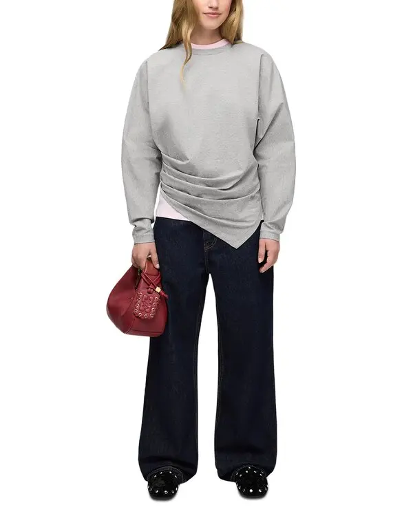 GANNI Drape Cotton-blend Jersey Blouse
