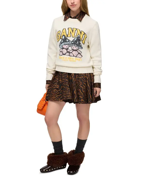 GANNI Mushroom Teddy Crewneck Sweater