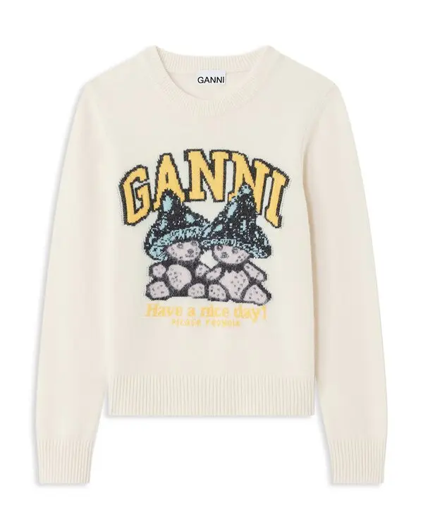 GANNI Mushroom Teddy Crewneck Sweater