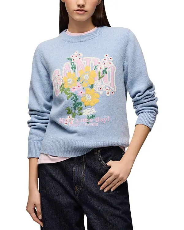 GANNI Flower Logo Crewneck Sweater