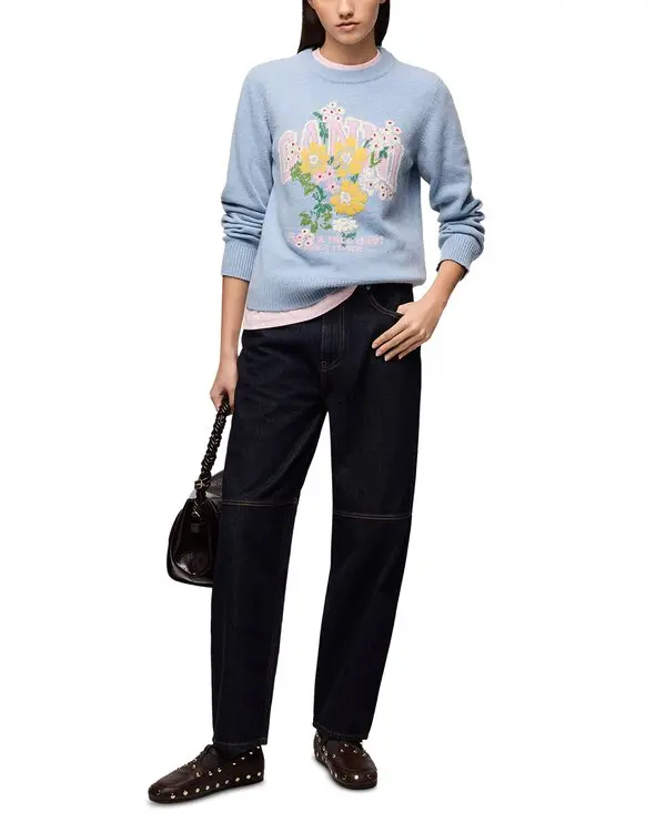 GANNI Flower Logo Crewneck Sweater