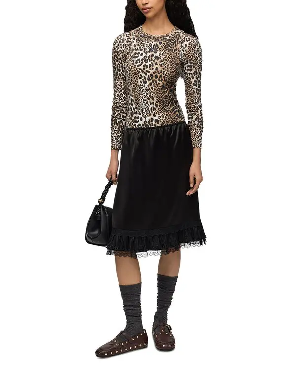 GANNI Satin Frill Hem Skirt