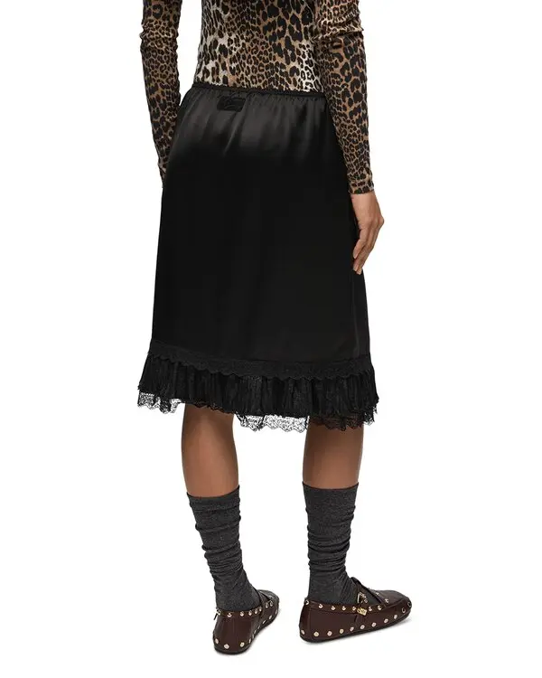GANNI Satin Frill Hem Skirt