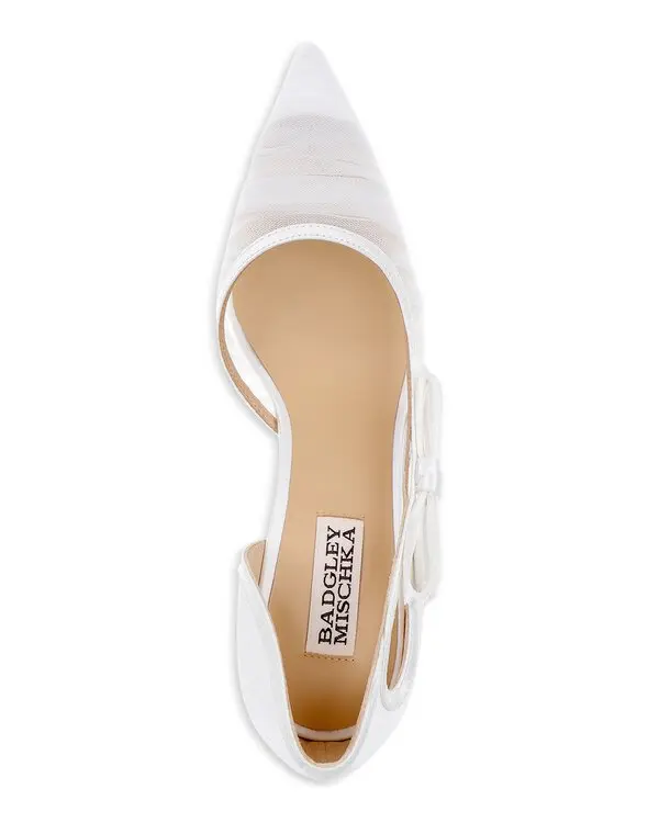 Badgley Mischka Rayna Satin Bow High Heel Pumps - White Satin