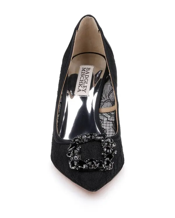 Badgley Mischka Cher Iii Satin & Lace Stiletto Pumps - Black Lace