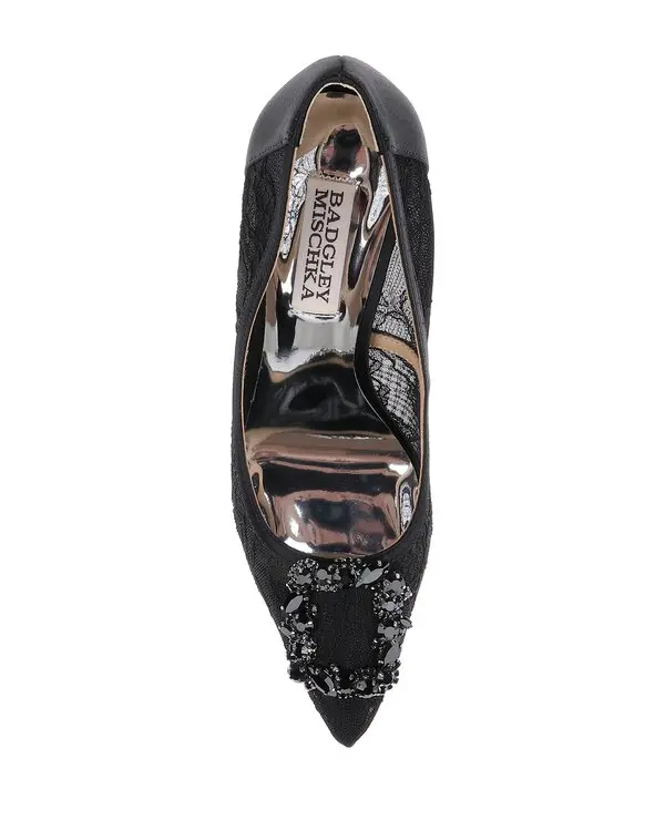 Badgley Mischka Cher Iii Satin & Lace Stiletto Pumps - Black Lace