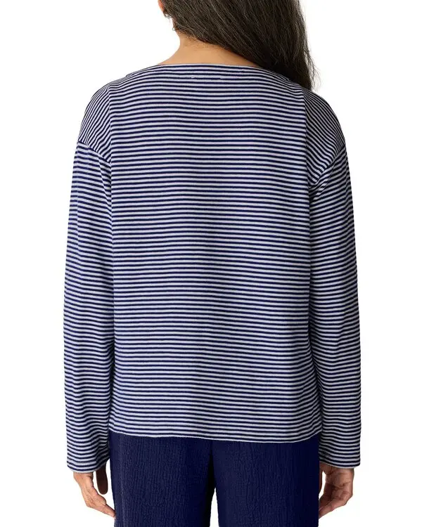Eileen Fisher Striped Boatneck Boxy Top - Infinity