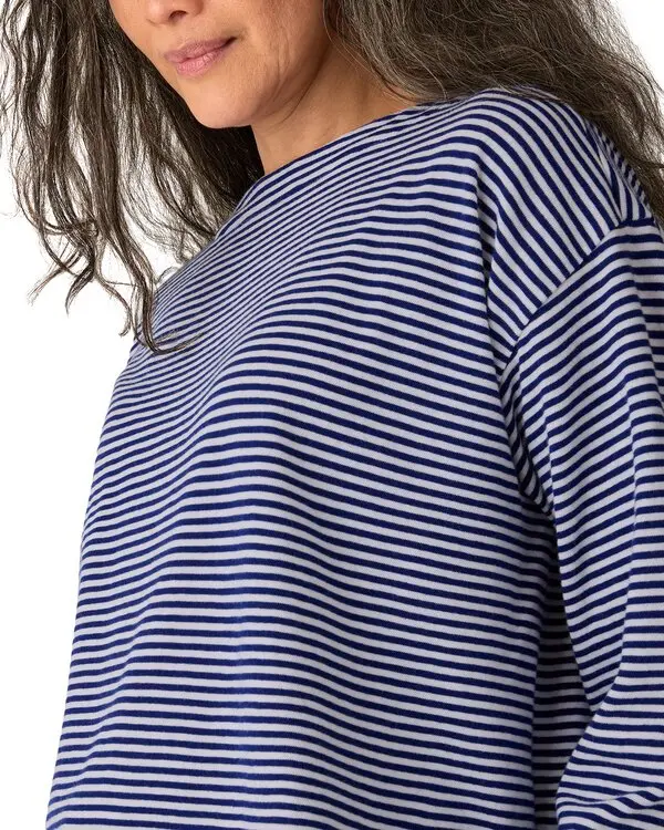 Eileen Fisher Striped Boatneck Boxy Top - Infinity