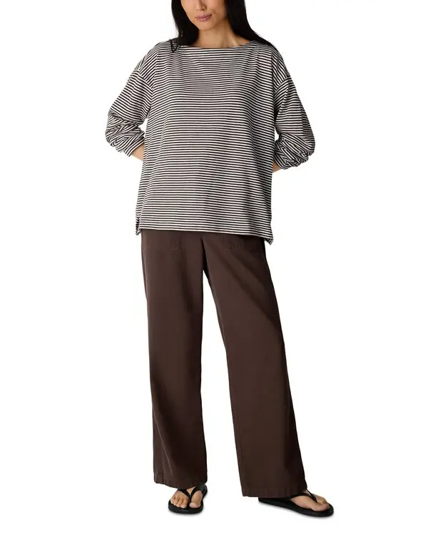 Eileen Fisher Striped Bateau Neck Boxy Top