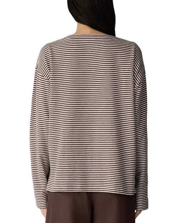 Eileen Fisher Striped Bateau Neck Boxy Top