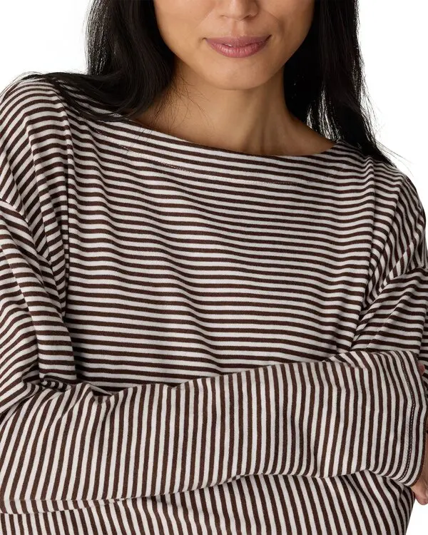 Eileen Fisher Striped Bateau Neck Boxy Top
