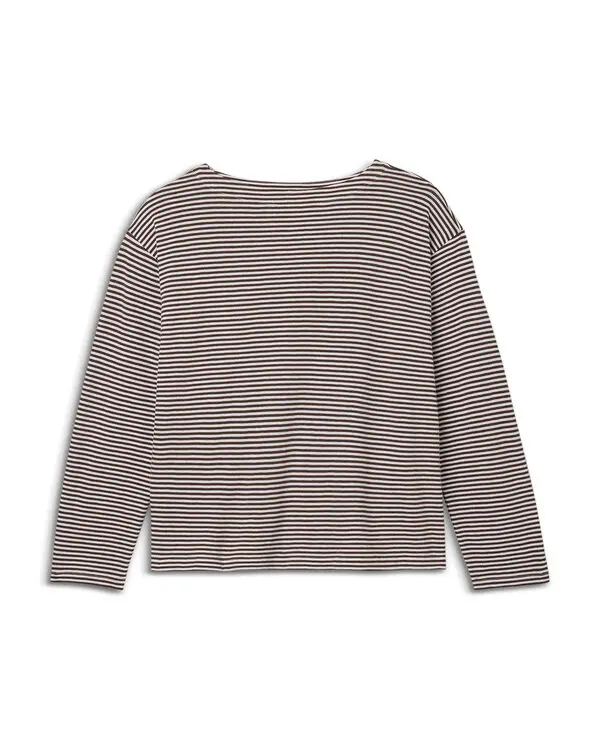 Eileen Fisher Striped Bateau Neck Boxy Top