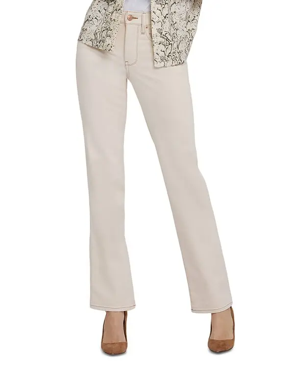 NYDJ Marilyn Cotton Blend High Rise Straight Jeans - Light Oatmeal