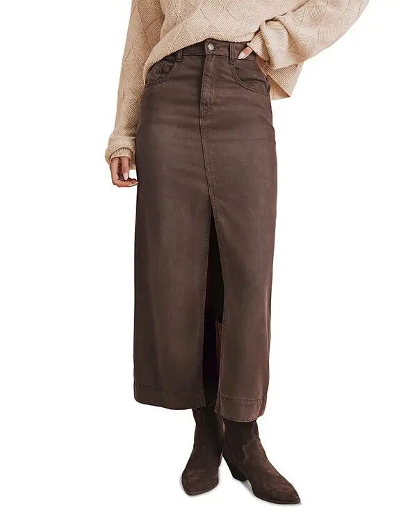 Splendid Ryder Faux Suede Slit Skirt - Java