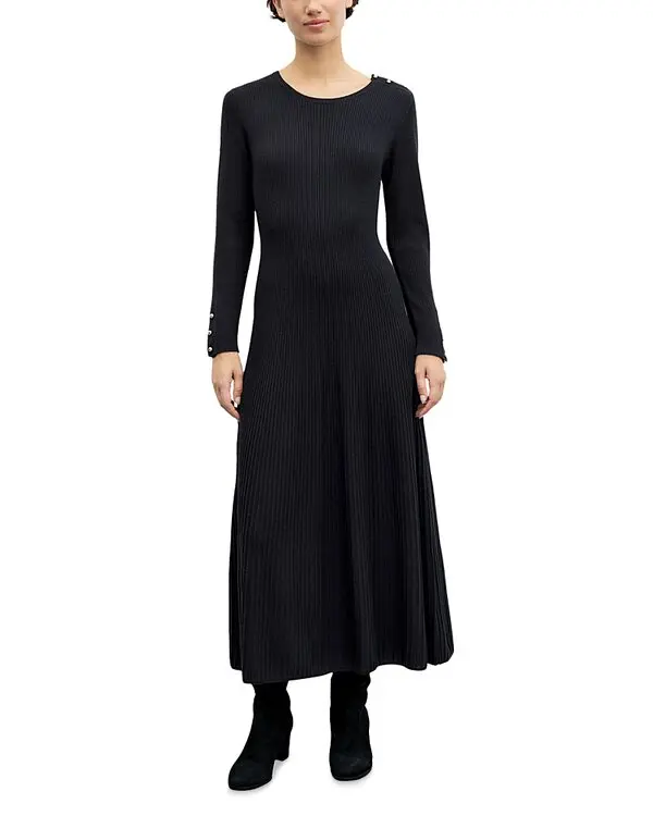 Gerard Darel Cina Round Neck Rib Knit Dress - Navy