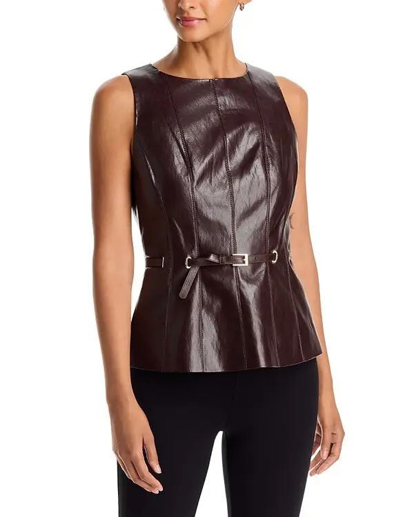 MILLY Gwen Faux Leather Top