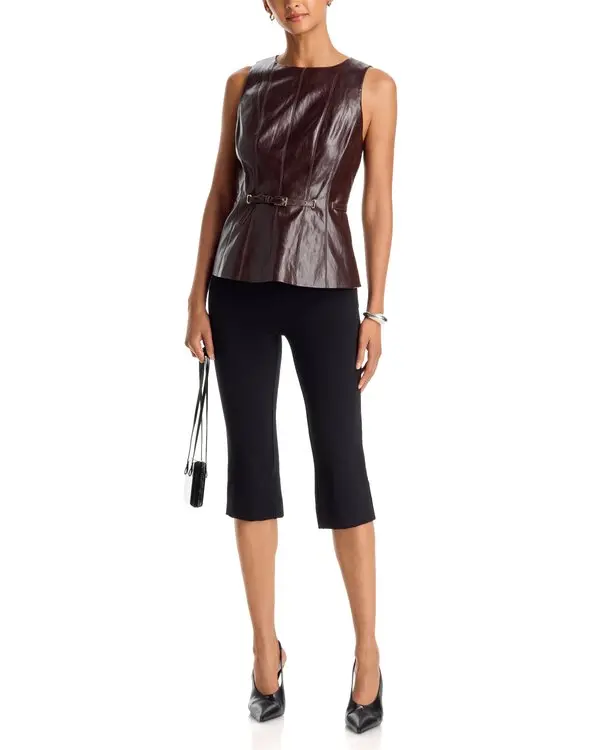 MILLY Gwen Faux Leather Top