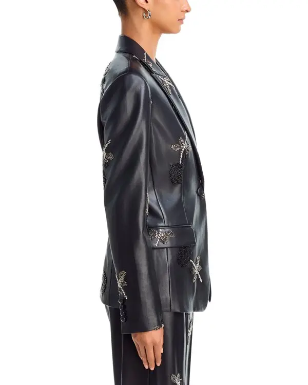 MILLY Avery Faux Leather Beaded Blazer