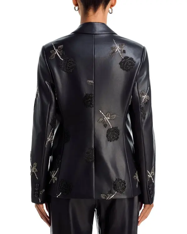 MILLY Avery Faux Leather Beaded Blazer