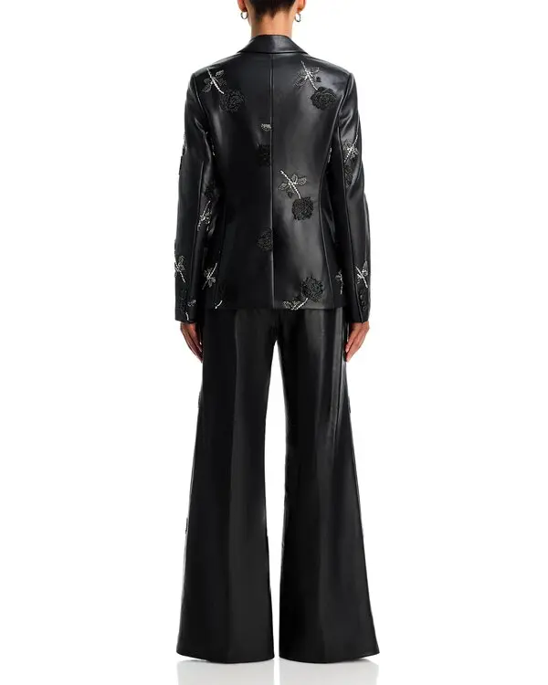 MILLY Nash Faux Leather Beaded Wide Leg Pants