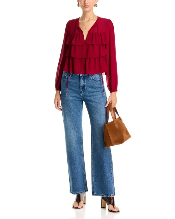Michael Kors Ruffled Tiered Long Sleeve Top