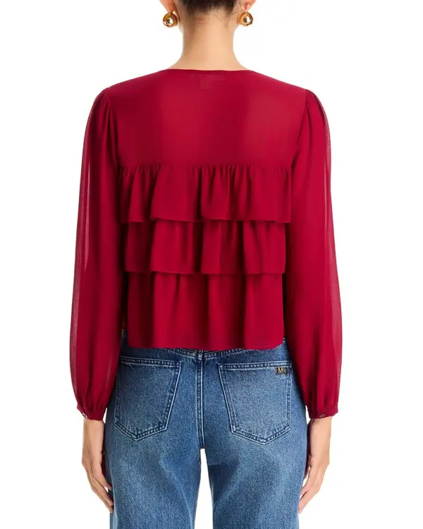 Michael Kors Ruffled Tiered Long Sleeve Top