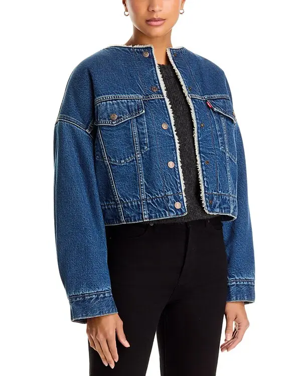 LEVI'S Sherpa Lined Cropped Denim Trucker Jacket - Rogue Rumor