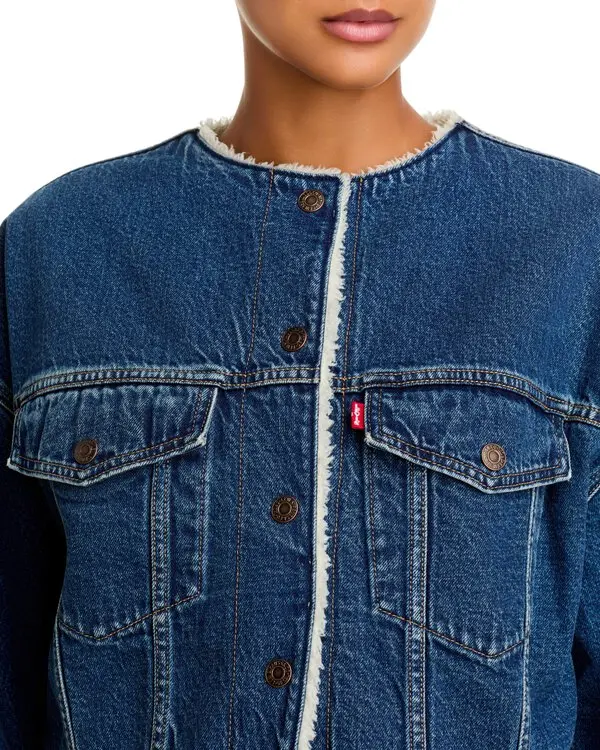 LEVI'S Sherpa Lined Cropped Denim Trucker Jacket