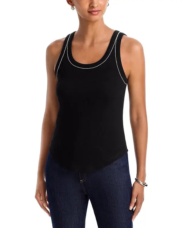 Cinq À Sept Quenta Cotton Stretch Tank Top - Black