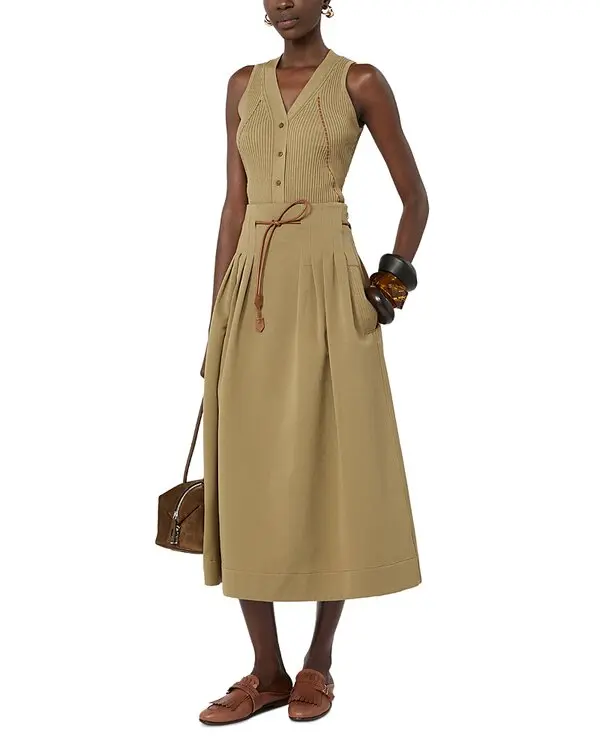 Max Mara Mxmfiorire Knit Waistcoat Dress - Kaki