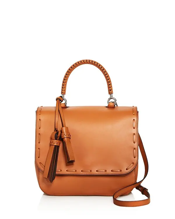 Max Mara Braided Large Leather Satchel - Camel Brown/silver